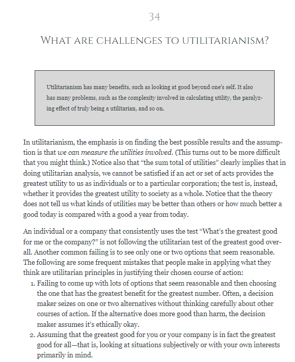Solved WHAT IS "UTILITARIANISM"? The first ethical framework | Chegg.com