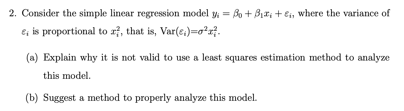 Solved 2. Consider the simple linear regression model | Chegg.com