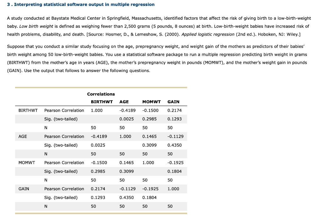 3. Interpreting statistical software output in | Chegg.com