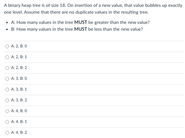 Solved A binary heap tree is of size 18. On insertion of a | Chegg.com