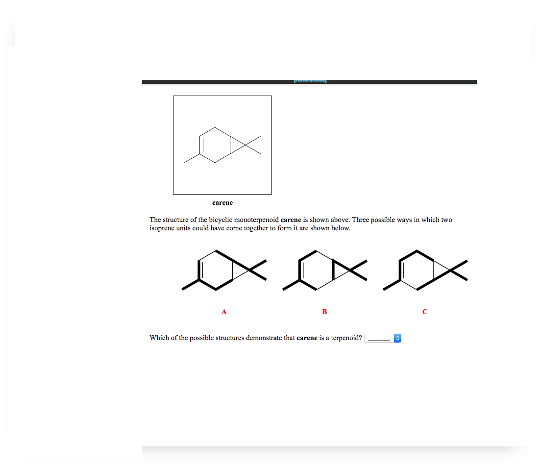 Solved carene The structure of the bicyclic monoterpenoid | Chegg.com