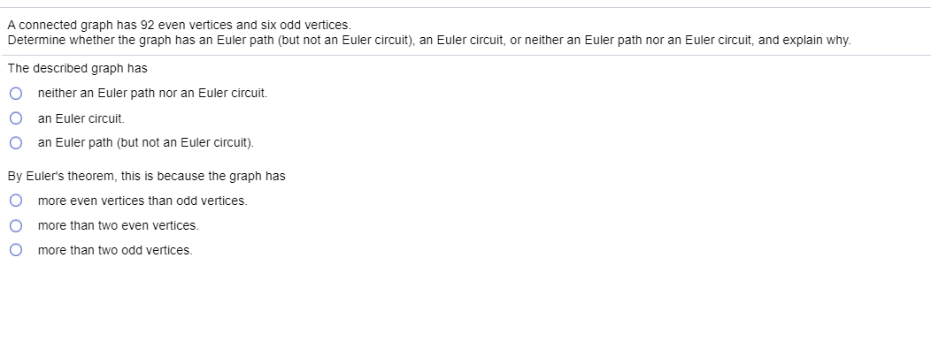Solved A connected graph has 92 even vertices and six odd | Chegg.com