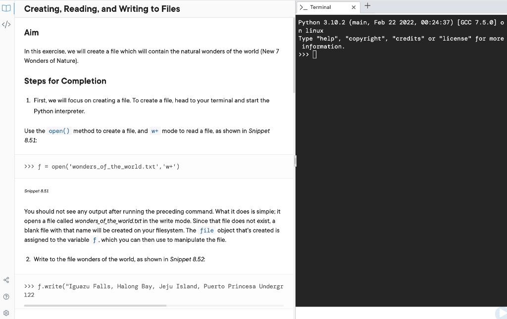 Solved Aim In this exercise, we will create a file which | Chegg.com