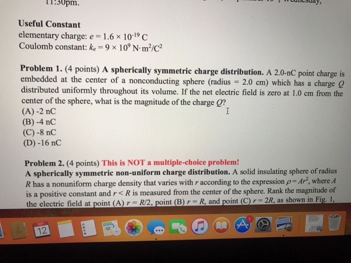 Solved Useful Constant elementary charge: e = 1.6 times | Chegg.com