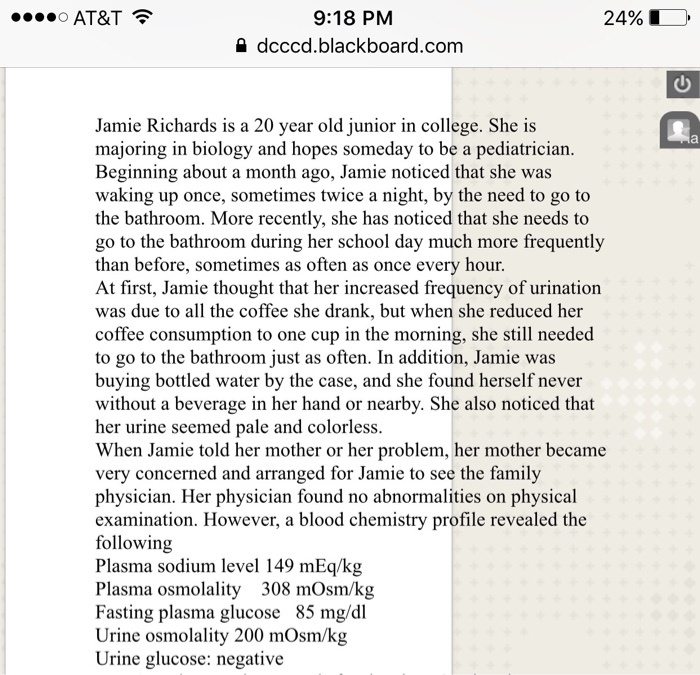 Solved 9:18 PM a dcccd.blackboard.com O AT&T 24% Jamie | Chegg.com