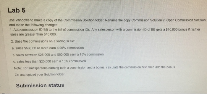 Solved Copy of Commission Solution folder:Question: | Chegg.com