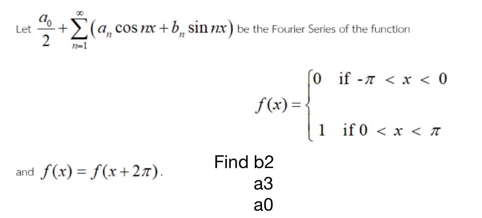 Solved oo ol Let +(a, cos nx +b, sin nx) be the Fourier | Chegg.com