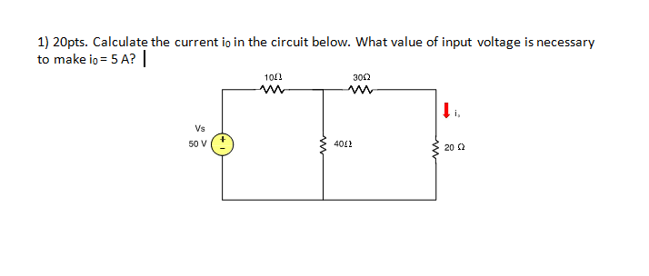 Solved 1) 20 pts. Calculate the current io in the circuit | Chegg.com
