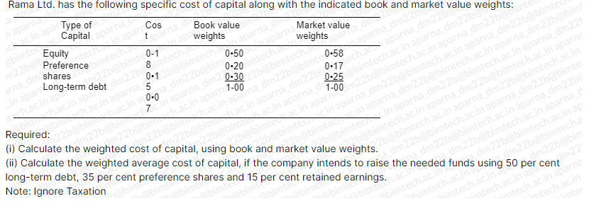 Solved (i) Calculate the weighted cost of capital, using | Chegg.com