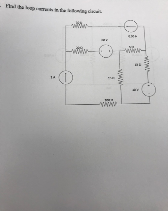 Solved Find the loop currents in the following circuit. 10 0 | Chegg.com