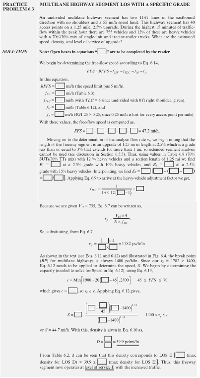 Solved PRACTICE PROBLEM 6.3 MULTILANE HIGHWAY SEGMENT LOS | Chegg.com