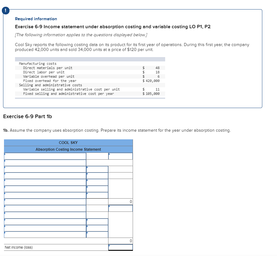 Solved Required information Exercise 6-9 Income statement | Chegg.com Solved Required information Exercise 6-9 Income statement | Chegg.com