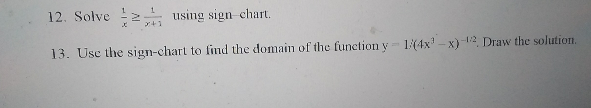 Solved 12. Solve 1 using sign chart. X+1 13. Use the | Chegg.com