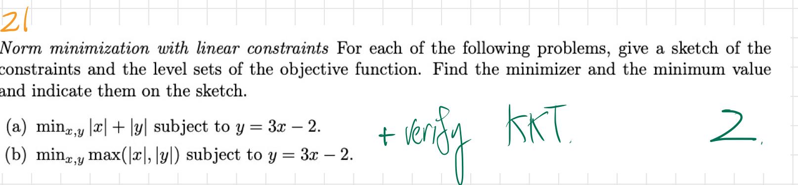 Solved 21 Norm minimization with linear constraints For each | Chegg.com