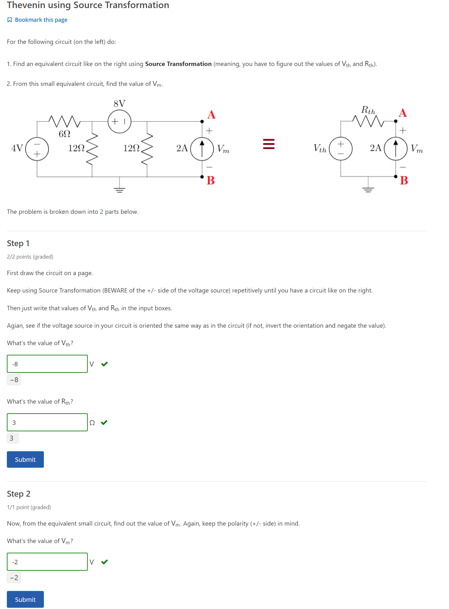 Solved Thevenin using Source Transformation a Bookmark this | Chegg.com