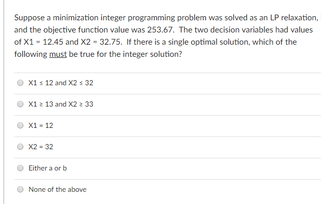 Solved Suppose A Minimization Integer Programming Problem 