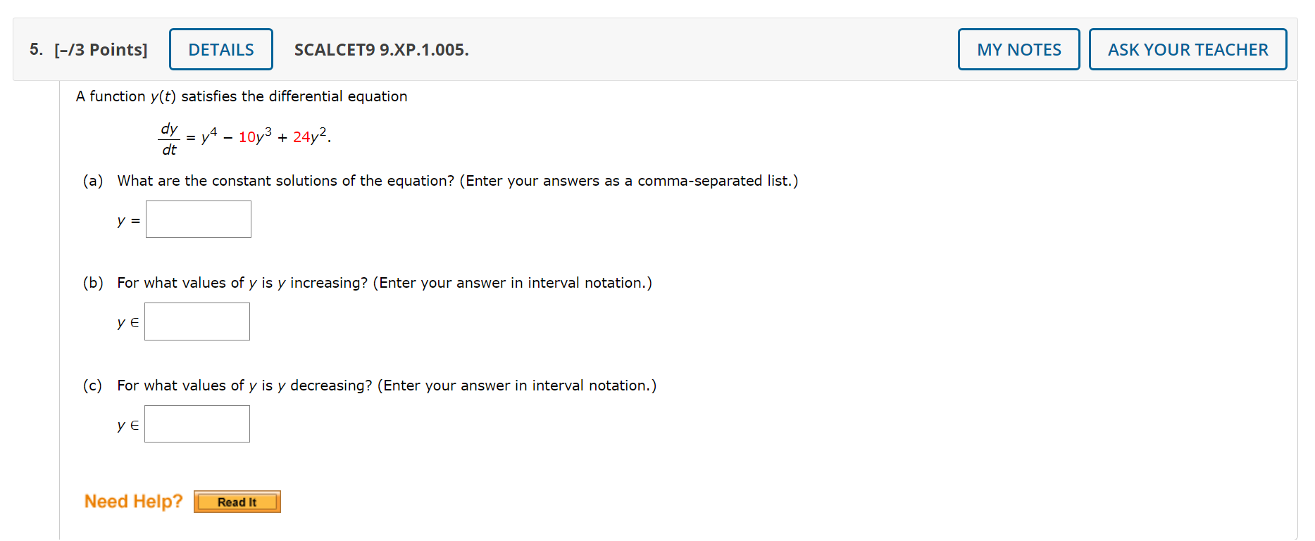 Solved A function y(t) satisfies the differential equation | Chegg.com