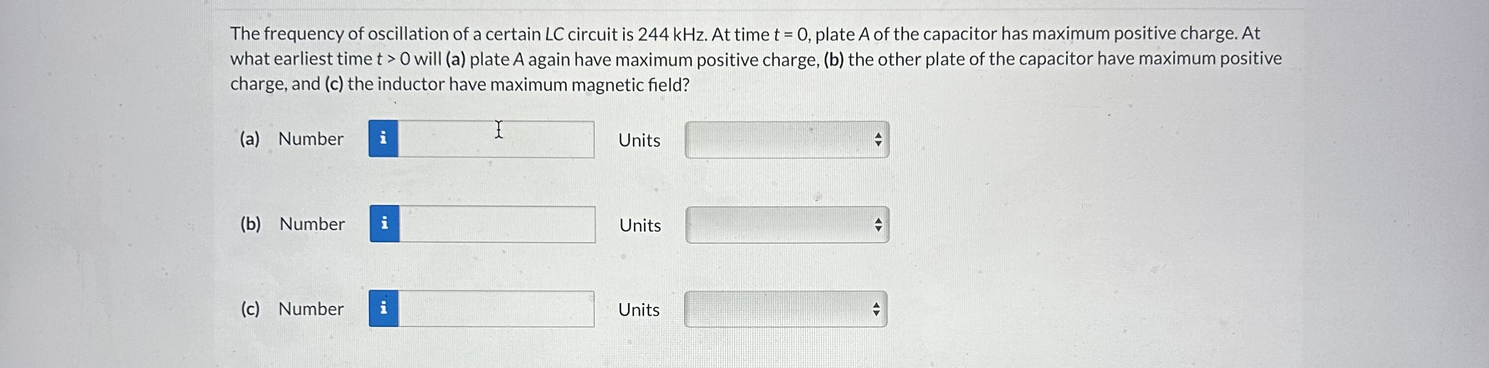 Solved The frequency of oscillation of a certain LC ﻿circuit | Chegg.com