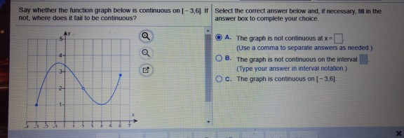 Solved Say whether the function graph below is continuous on | Chegg.com