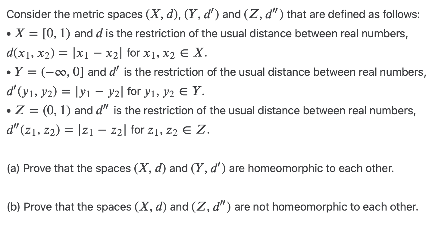Solved Consider the metric spaces (X,d),(Y,d′) and (Z,d′′) | Chegg.com