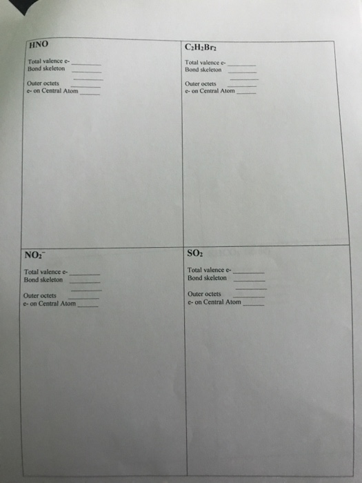 Solved HNO C H:Bra Total valence c Bond skeleton Outer | Chegg.com