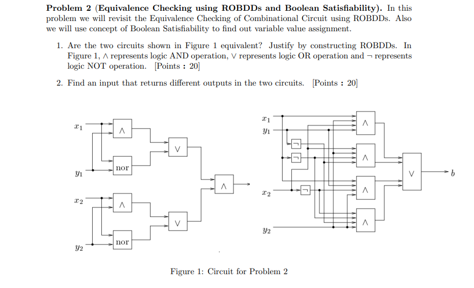 Problem 2 (Equivalence Checking using ROBDDs and | Chegg.com