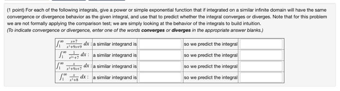 Solved (1 point) For each of the following integrals, give a | Chegg.com