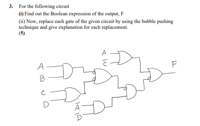 Solved 3. For the following circuit (i) Find out the Boolean | Chegg.com