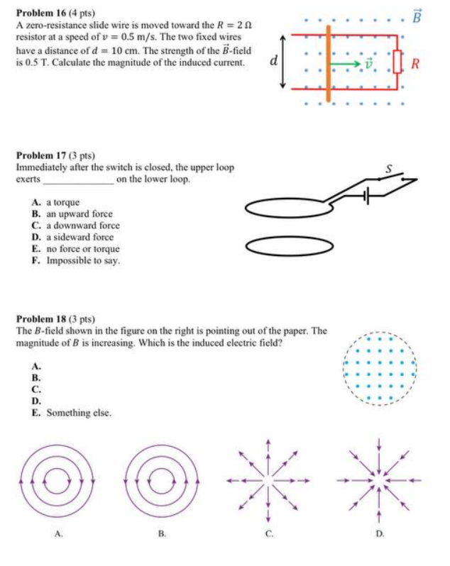 Solved Problem 16 (4 pts) A zero-resistance slide wire is | Chegg.com
