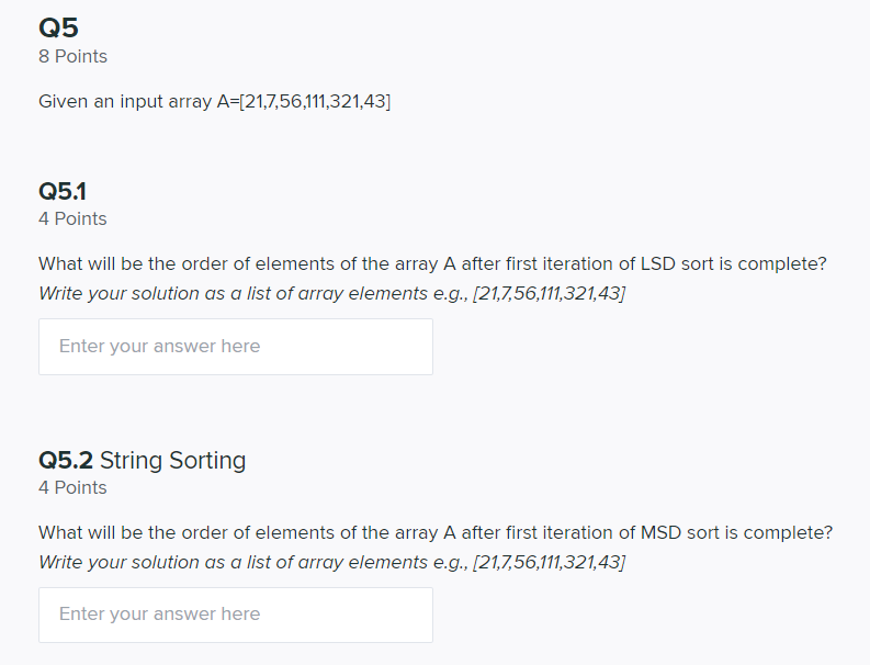 Solved Q5 8 Points Given an input array | Chegg.com
