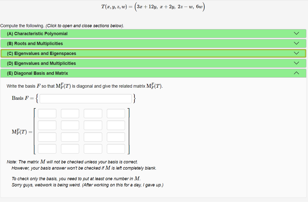 Solved The linear transformation T:R4 → R4 below is | Chegg.com