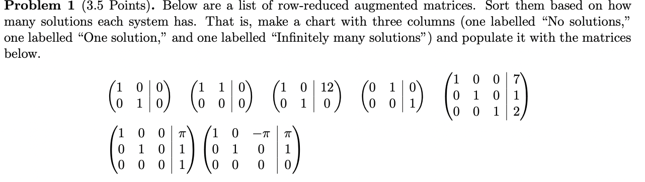Solved Problem 1 (3.5 ﻿Points). ﻿Below are a list of | Chegg.com