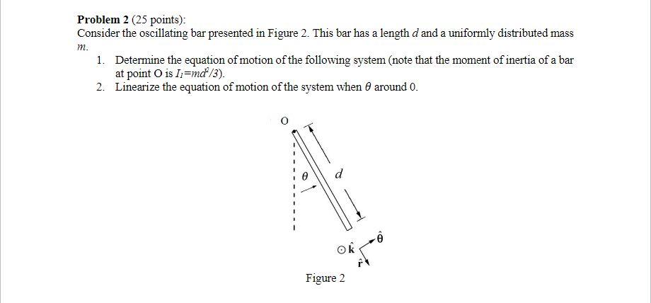 Solved Problem 2 (25 points): Consider the oscillating bar | Chegg.com