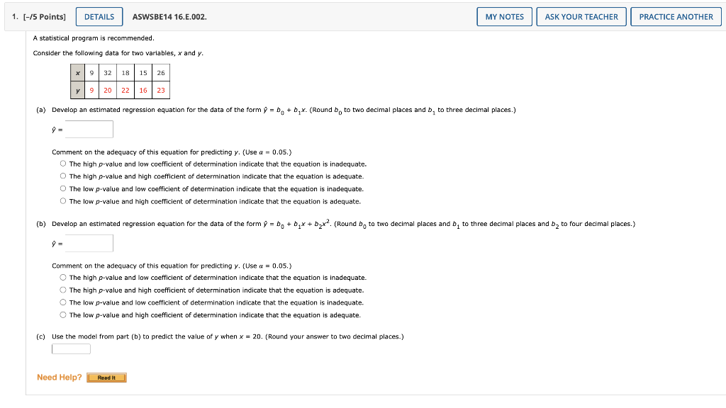 Solved A statistical program is recommended. Consider the | Chegg.com
