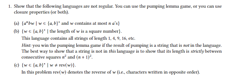 Solved Show that the following languages are not regular. | Chegg.com