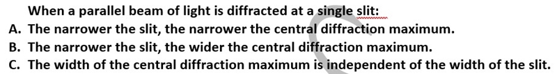 Solved When a parallel beam of light is diffracted at a | Chegg.com