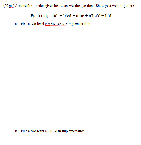 Solved (20 pts) Assume the function given below, answer the | Chegg.com