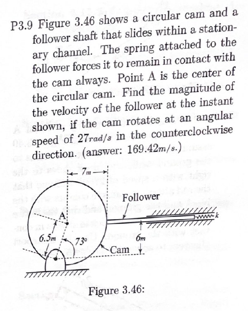 Solved P3.9 Figure 3.46 shows a circular cam and a follower | Chegg.com