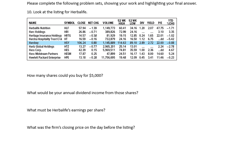 Solved Please complete the following problem sets, showing | Chegg.com