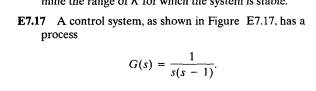 Solved E7.17 A control system, as shown in Figure E7.17, has | Chegg.com
