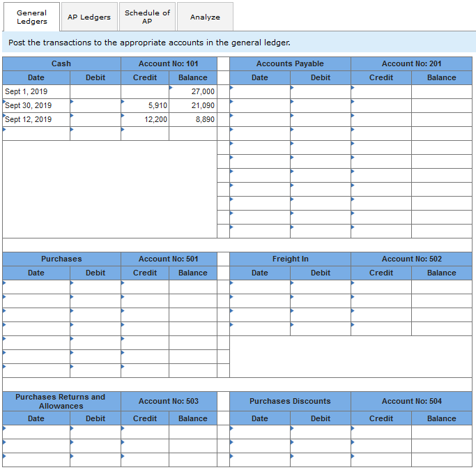 Solved Problem 8.3A Posting purchases and cash payment | Chegg.com