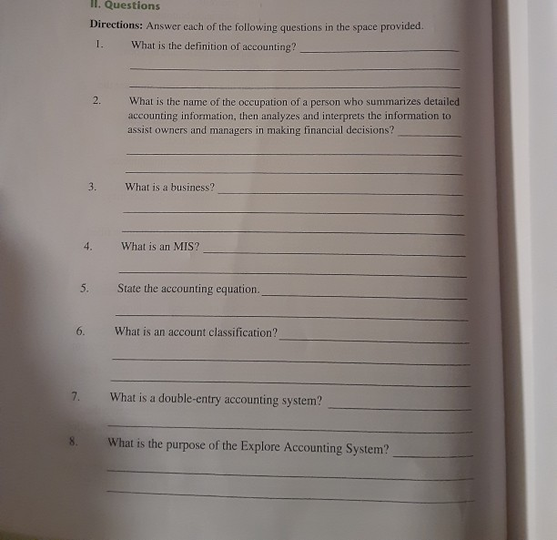Solved 11. Questions Directions: Answer each of the | Chegg.com