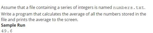 Solved Assume that a file containing a series of integers is | Chegg.com