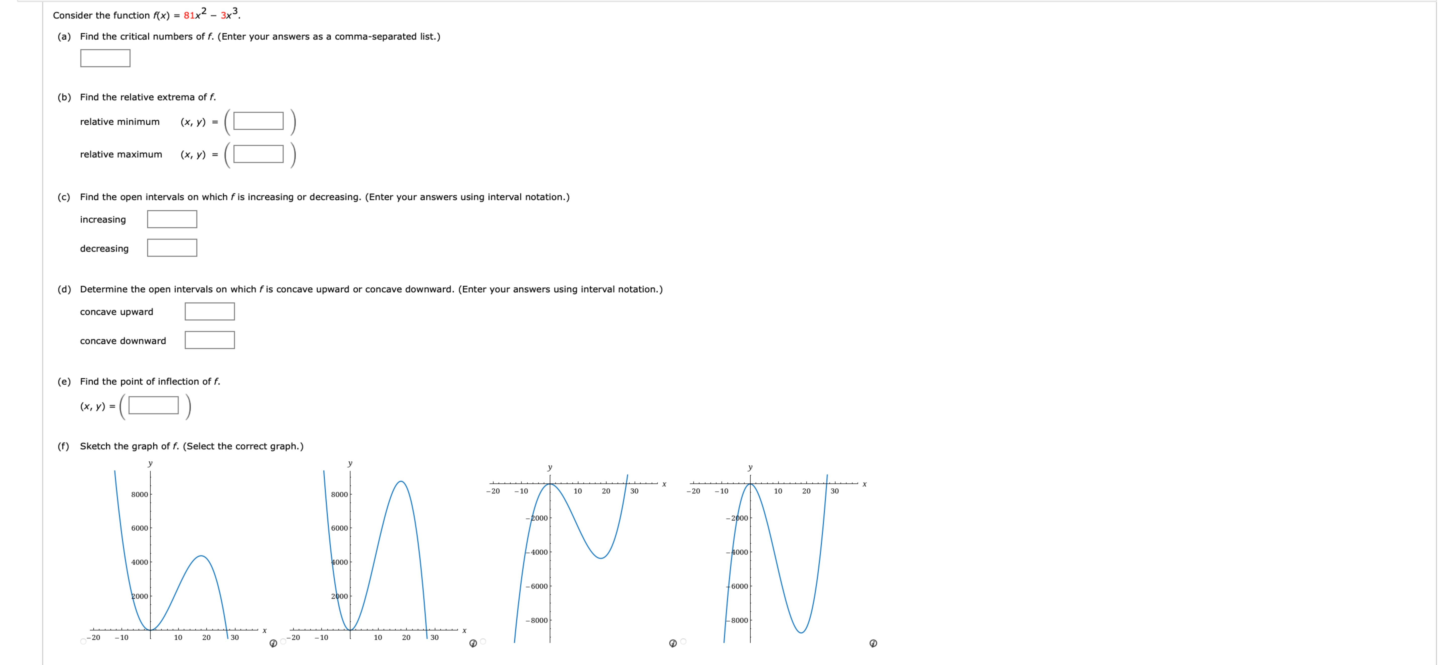 Solved Consider the function f(x)=81x2-3x3(a) ﻿Find the | Chegg.com