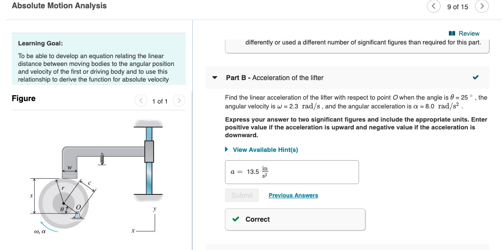 Solved Absolute Motion Analysis 9 of 15 Review Learning | Chegg.com