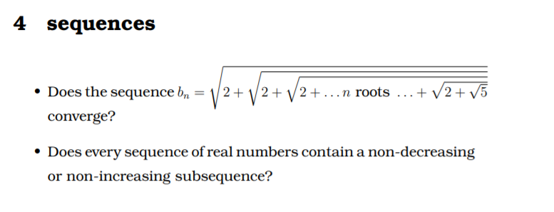 Solved 4 sequences V2+12+12+ n roots • Does the sequence bn | Chegg.com