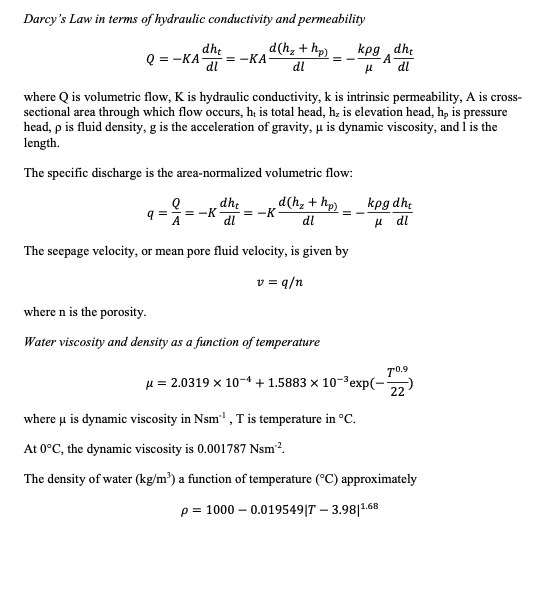 Solved Reynolds number For flow in porous media, one | Chegg.com