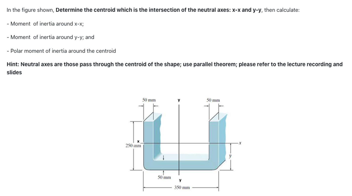 In the figure shown, Determine the centroid which is | Chegg.com