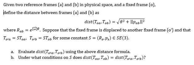 Practice problem from Modern Robotics, by Lynch and | Chegg.com