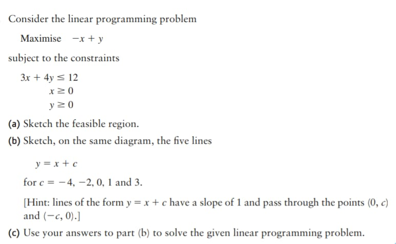 Solved Consider the linear programming problem Maximise -x + | Chegg.com